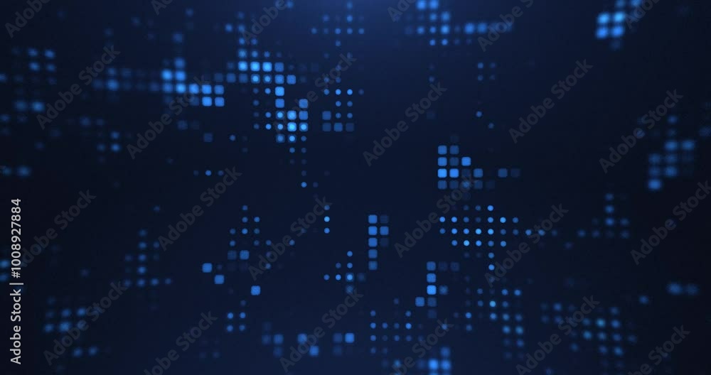 Abstract futuristic cyber world scene, sci-fi dot grid, glowing ...