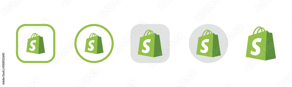 Set of vector shopify social network icons on transparent background ...