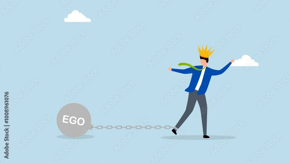 Ego burden, 4k animation of businessman carries the heavy burden of ego ...