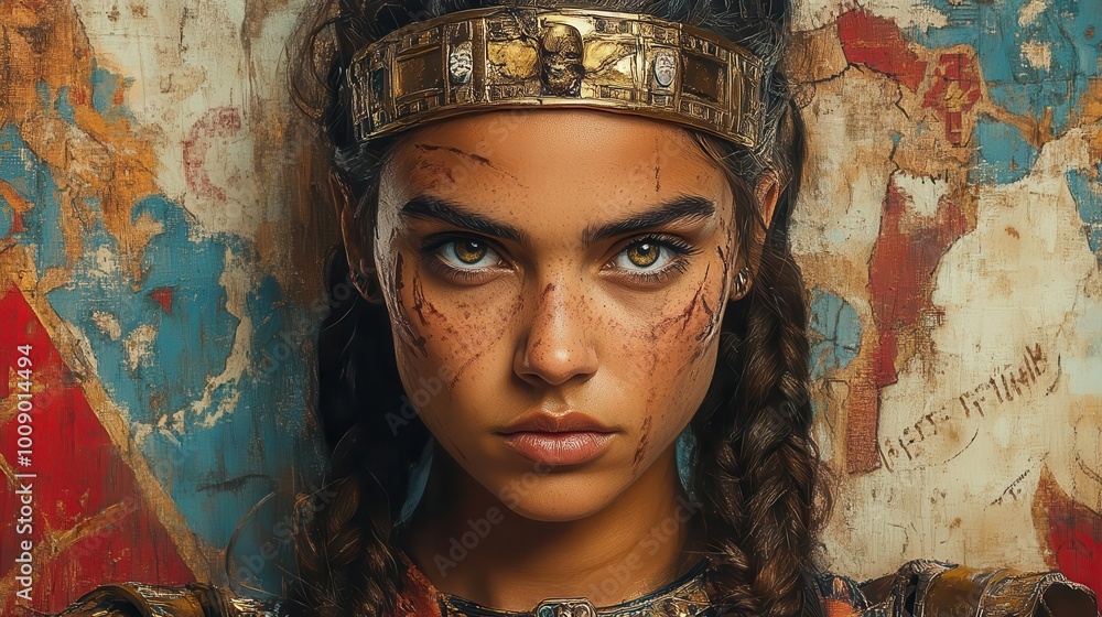 intense gaze of a female roman emperor showcasing strength and ...