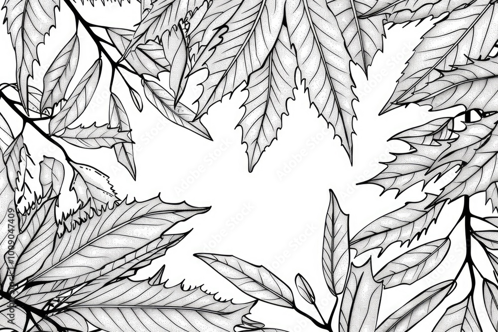 Coloring book illustration of vibrant autumn leaves from the staghorn ...