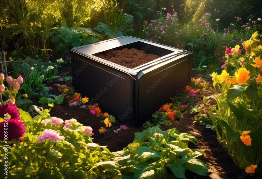innovative compost setup displaying vibrant food waste transformation ...