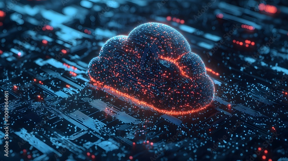 Glowing Cloud with Neural Circuits in 3D Visualization Stock ...