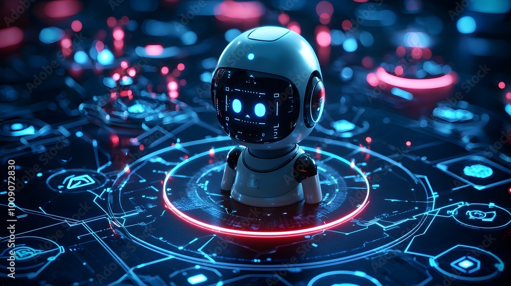 3D Render of AI Assistant Avatar in Digital Environment Stock ...