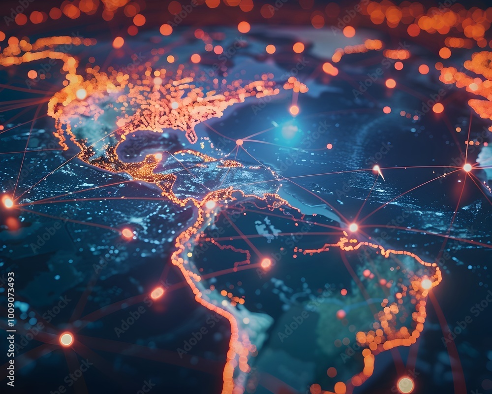 Quantum Internet Nodes Across the Global Network Map Showing ...
