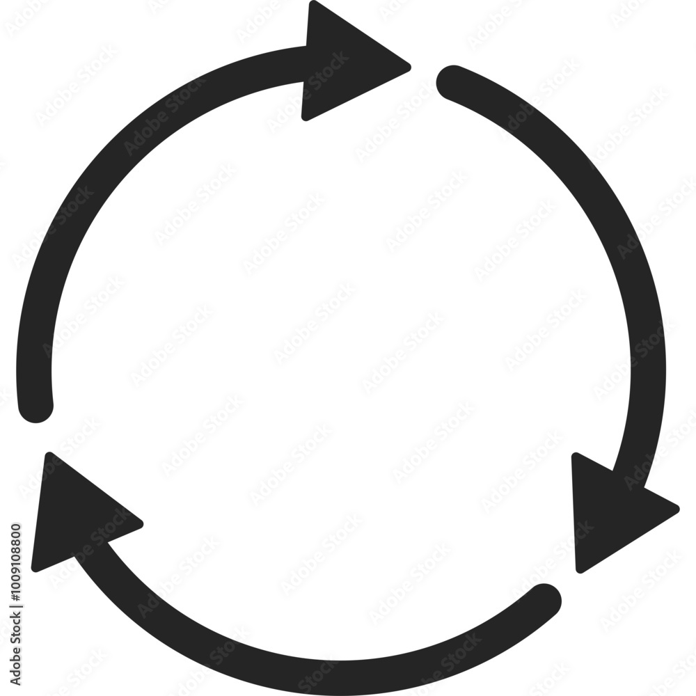 Circle arrow on transparent background. Refresh, reload, recycle, loop ...