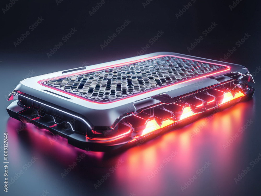 futuristic battery design featuring glowing edges and sleek metallic ...