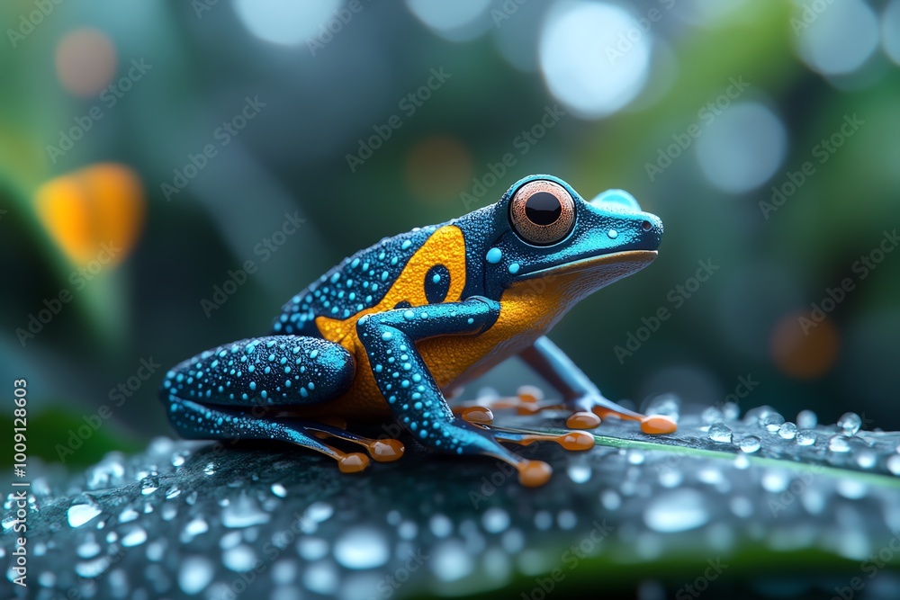 3D-rendered colorful poison dart frog, fully animated with vibrant ...