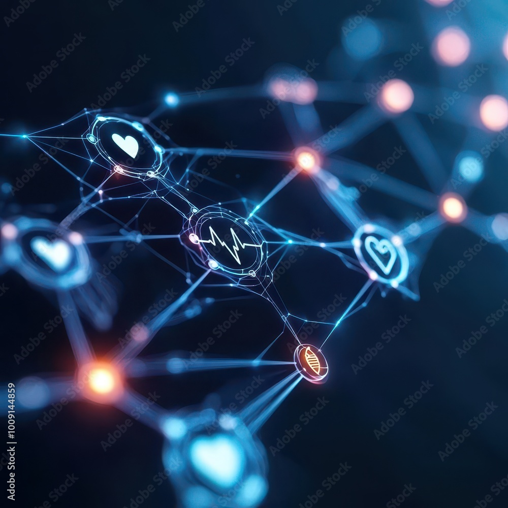 Futuristic healthcare provider network diagram with glowing nodes ...