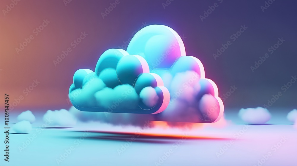 Large, round, blue-green cloud floats in center of frame. Cloud edges ...