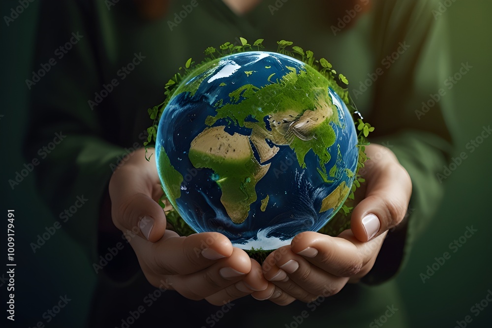 Green earth with icon for ESG, Environment Social and Governance ...