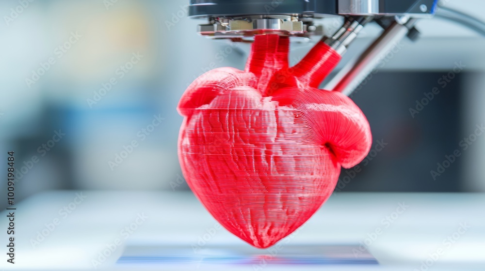 A 3D printing machine forming the chambers of a human heart, with bio ...
