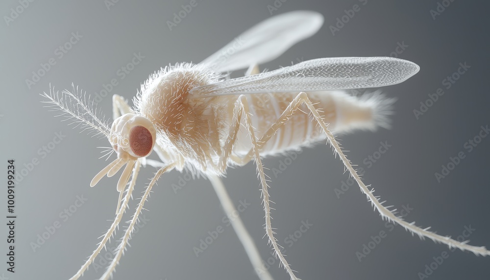 A 3D rendering of the Culicoides mosquitos body, with a focus on the ...
