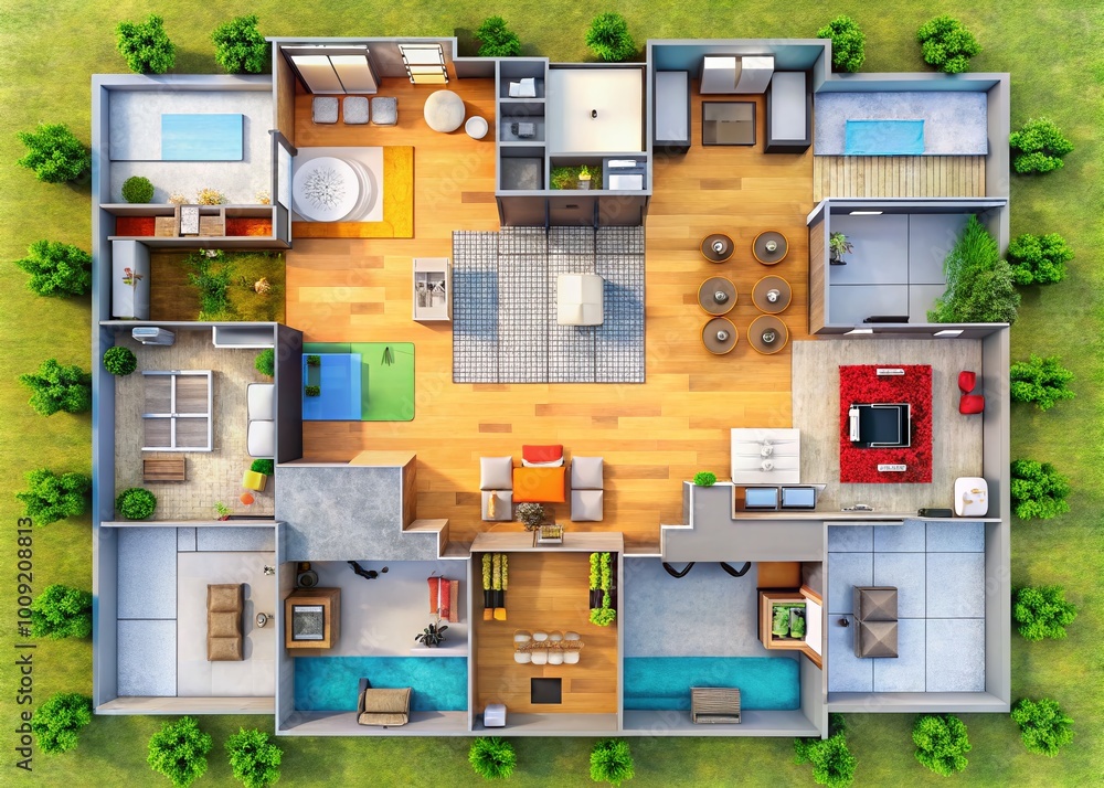 Detailed Floorplan of a Modern Residential Home Layout with Room ...