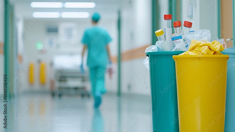 Overflowing Biohazard Containers in Hospital Room - Highlighting the ...
