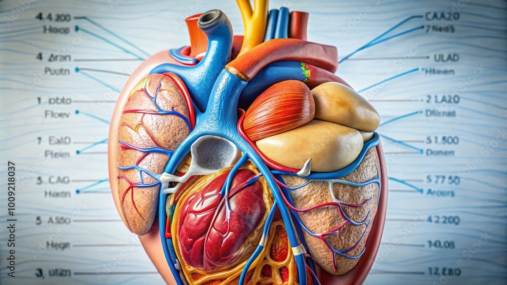 Detailed Posterior View of Human Heart Anatomy with Labelled Structures ...