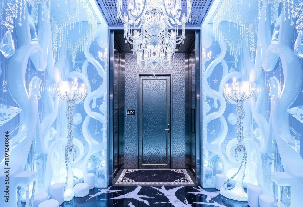 Ice Palace Lift Cell A lift cell designed like an ice palace wit Stock ...