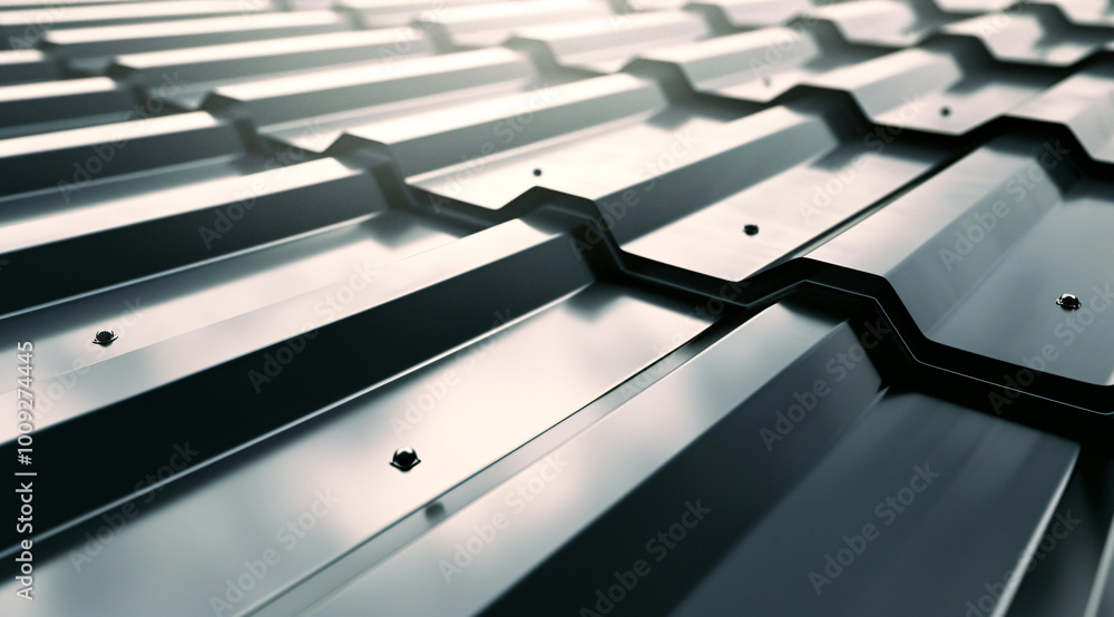 Close up of silver metal profile roof panel showcasing its sleek design ...