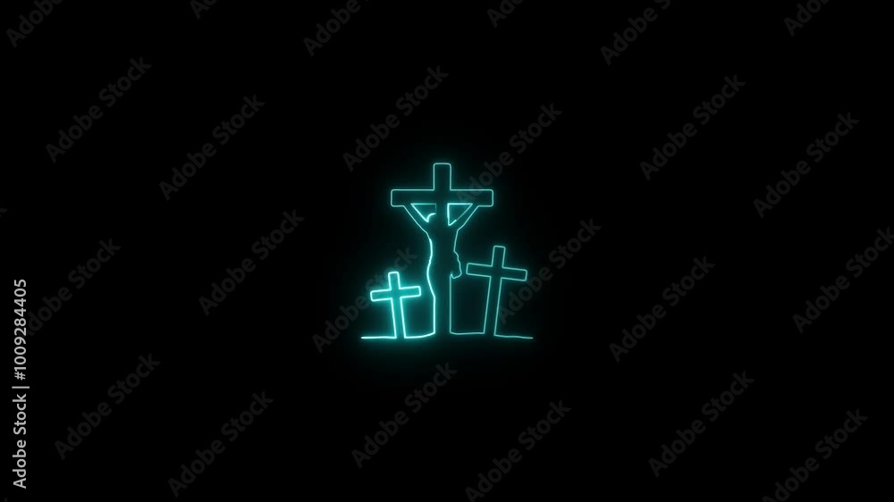 Jesus christian crucified on cross Sign neon style. jesus christ cross ...
