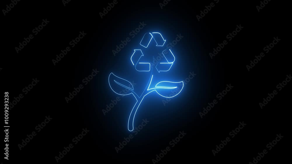 Neon recycling Symbol with leaves isolated.recycle eco friendly related ...