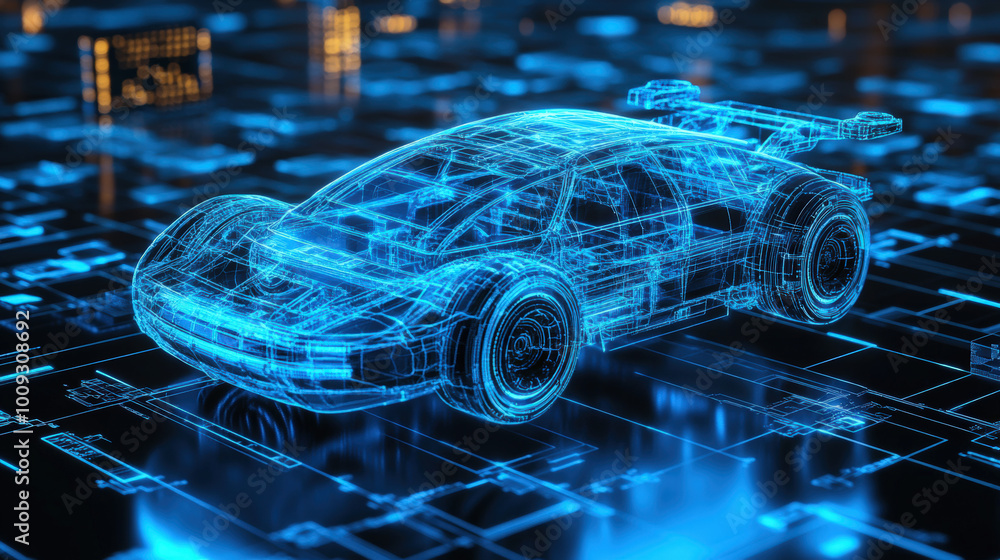 Futuristic High-Precision Map Design of an Autonomous Car Poster Stock ...