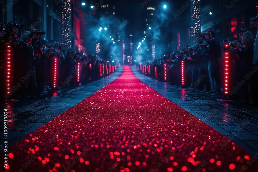 a glamorous red carpet rolled out for a movie premiere bustling with ...