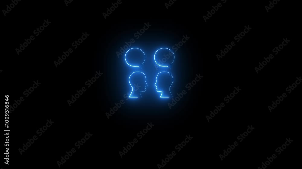 Chatting concept. Glowing message icon with user profile. Text or ...