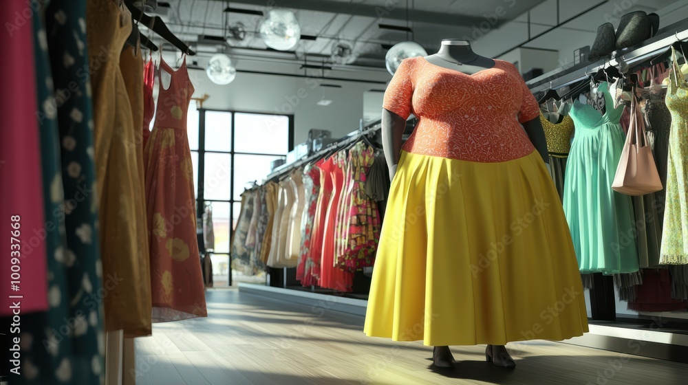 Plus Size Woman Choose Fashioned Dress in Store Plus size women ...