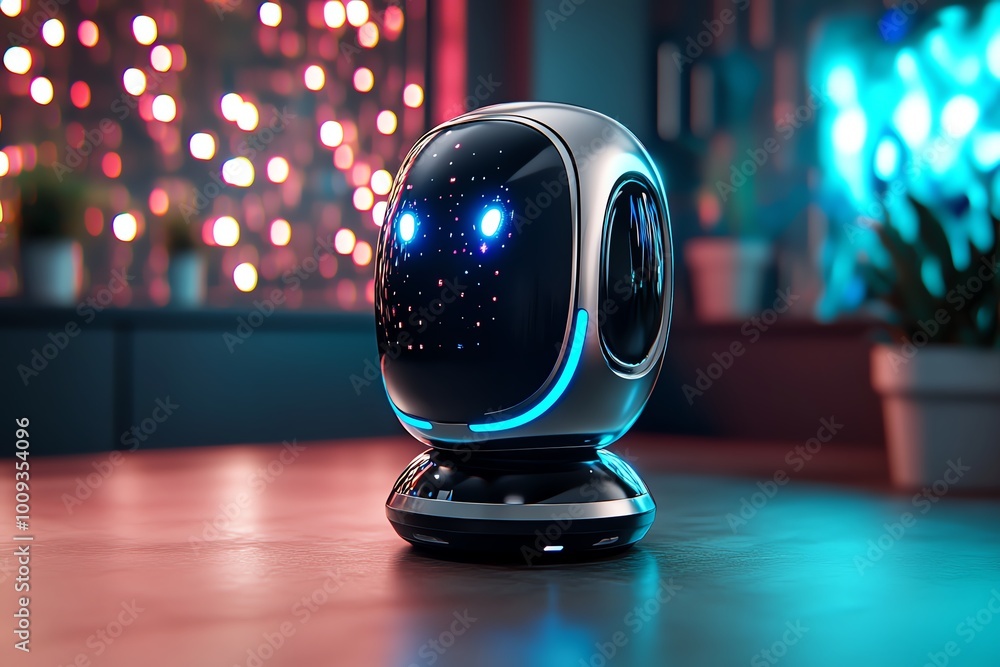 A futuristic robot saying goodbye to its human creator, with advanced ...