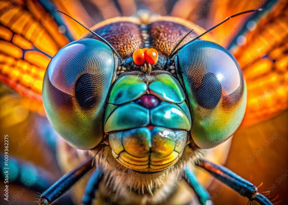 Magnified View of Dragonfly Eyes Under Microscope Showcasing Intricate ...