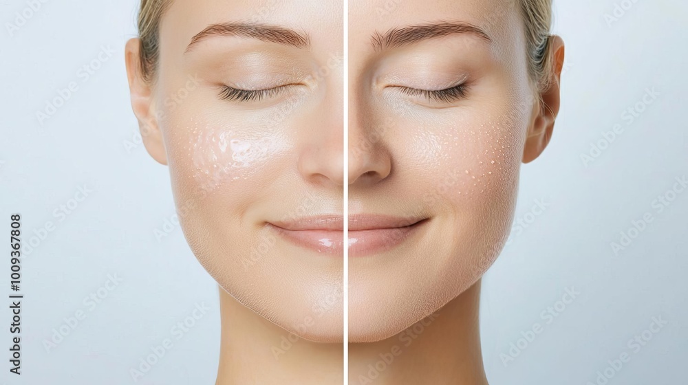 Before and after comparison of skin treated with exfoliation ...