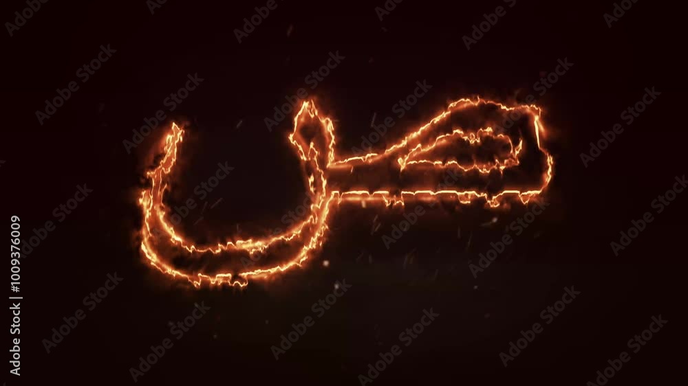 Animated Arabic alphabet "ṣād" Fire Arabic letter animation.Burning ...