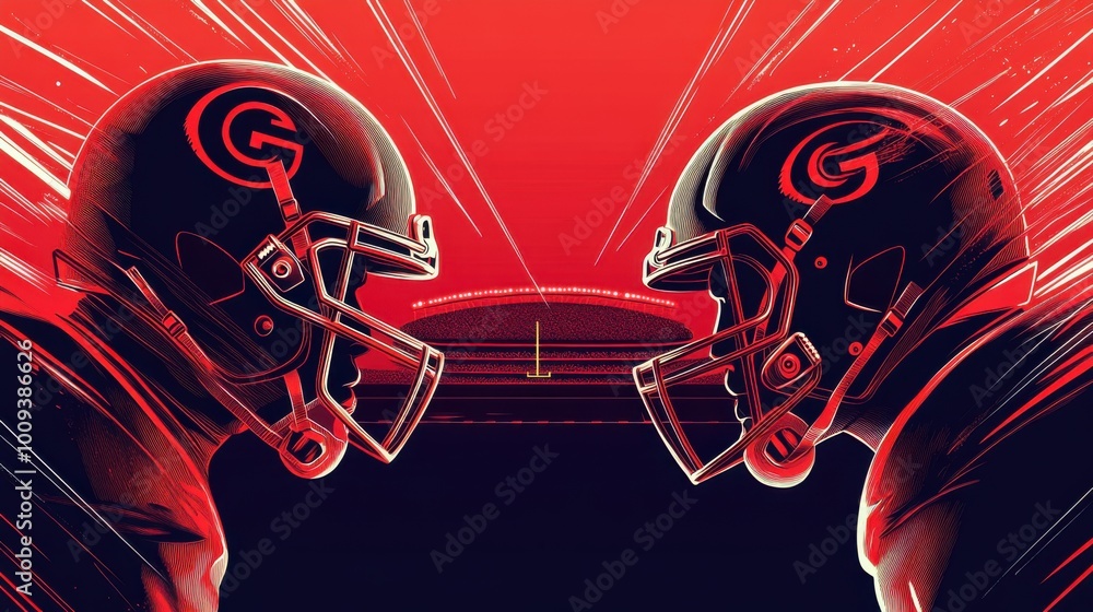 Alabama vs Georgia Football Rivalry: Dynamic Vector Illustration of ...