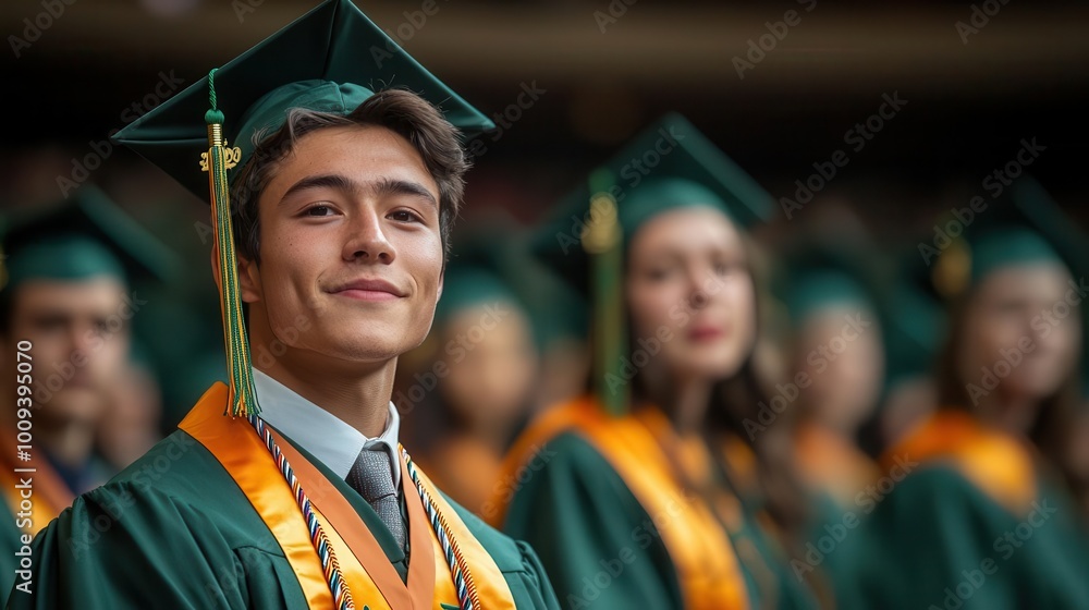 valedictorian delivering a graduation speech with pride standing before ...
