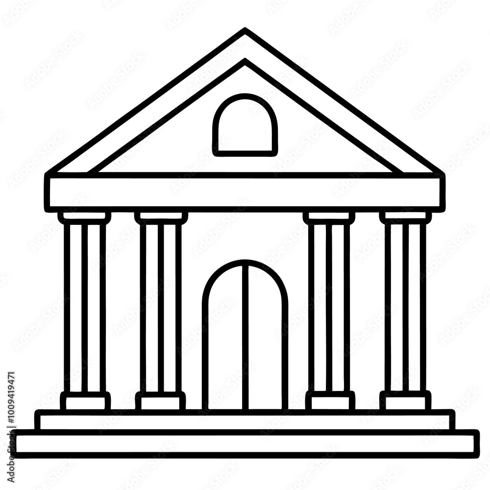 bank building outline coloring book page line art drawing Stock Vector ...