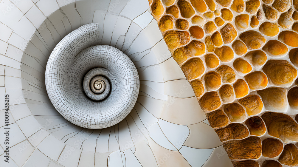 Nautilus shell and spiral staircase illustrating biomimicry in design ...