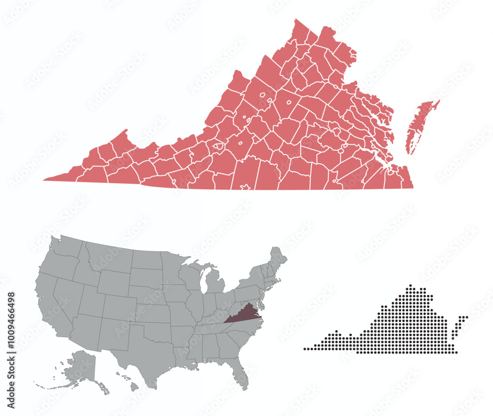 Map of Virginia state in the colors of the Republican Party Stock ...