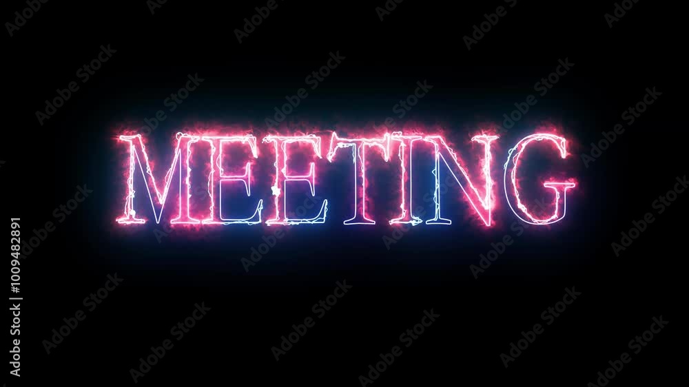 Meeting text word animation for promo video or presentation on black ...