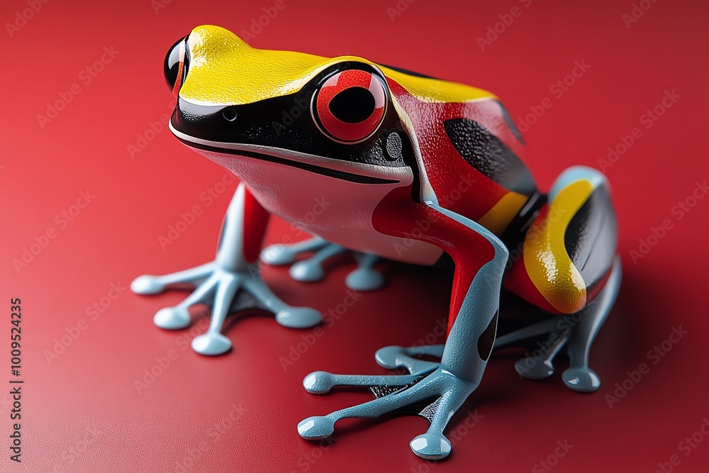 Abstract minimalist design of a colorful frog, blending sharp geometric ...