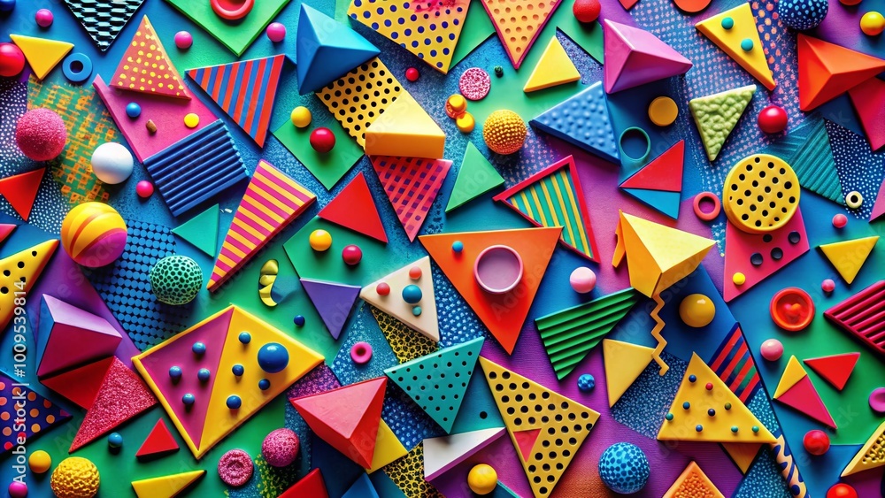 Vibrant 1990s Retro Background with Abstract Shapes, Patterns, and Bold ...