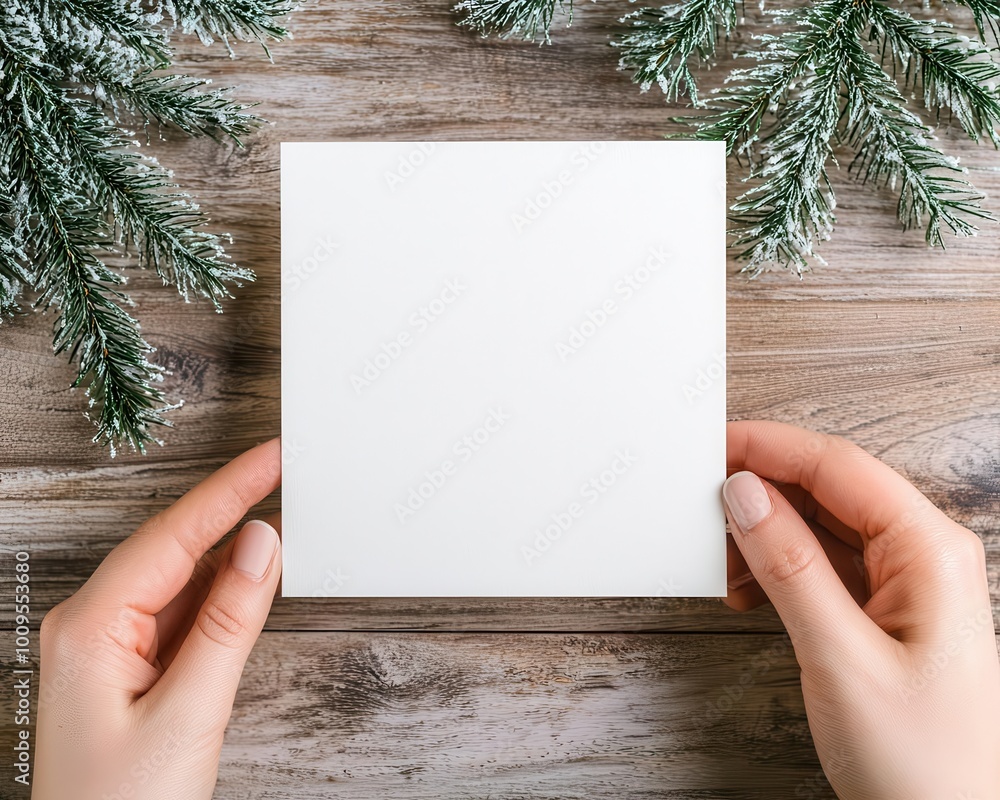 white blank mockup card on wooden table on blur office background ...