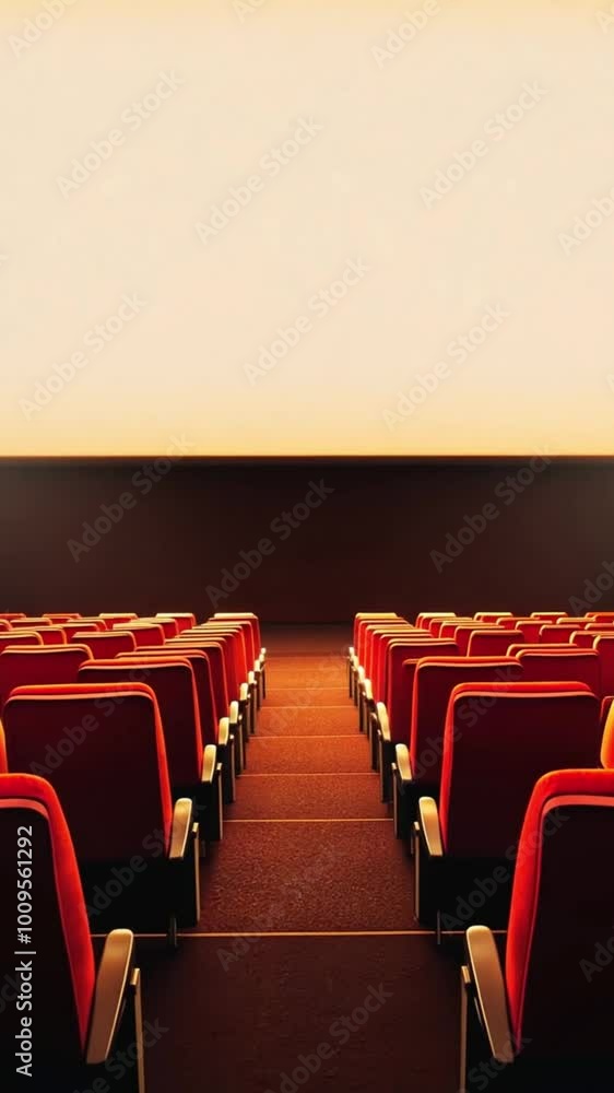 Row of red chairs in cinema. Red velvet movie theatre cinema seat ...