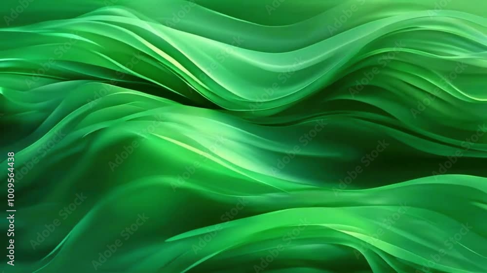 Vibrant lime green wavy lines that pulse shimmer. gradually fade from a ...