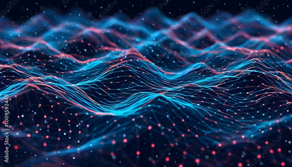 Dynamic Abstract Waves of Digital Technology with Sound and Graphic ...