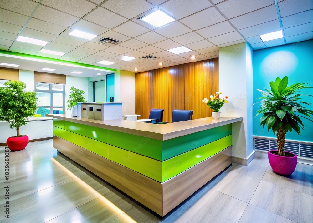 Modern Medical Reception Desk in a Bright Clinic with Organized ...