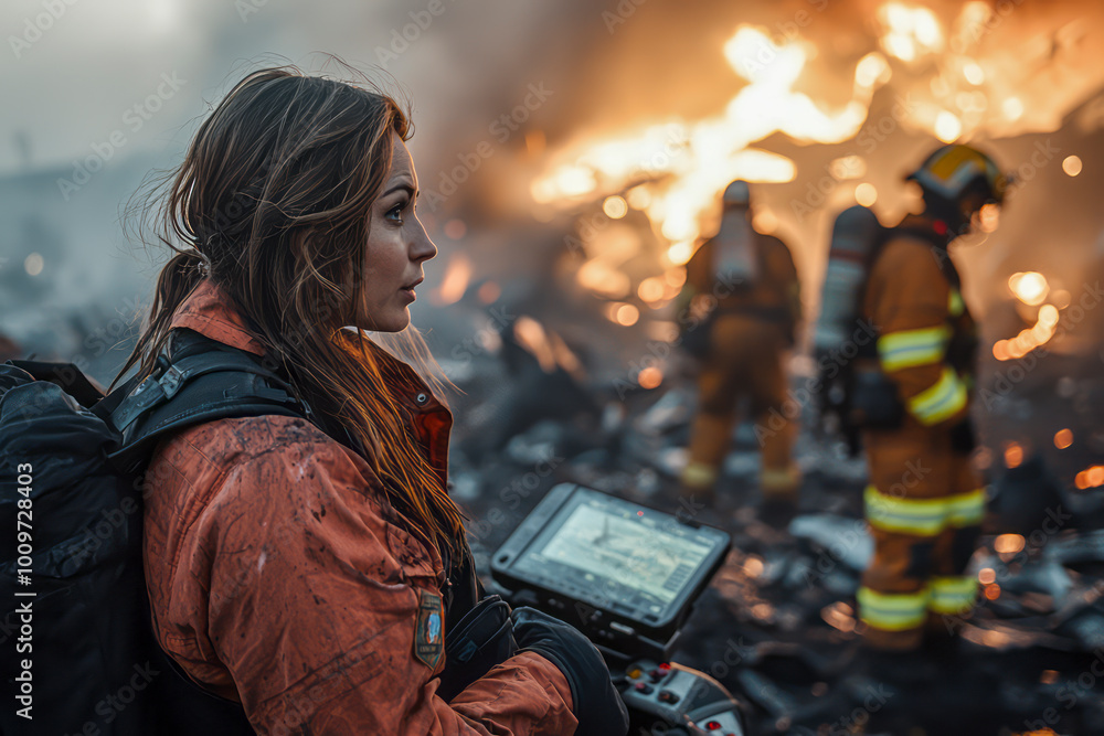 Live Coverage: Female TV Journalist Interviews Firefighter at Plane ...