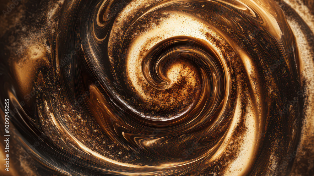 Swirling coffee cream patterns in rich brown tones on a digital ...