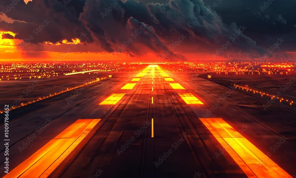 Heatmap of an airport runway, with intense reds and oranges marking the ...