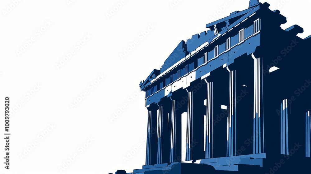 Digital illustration of the Parthenon, symbol of ancient Greek ...
