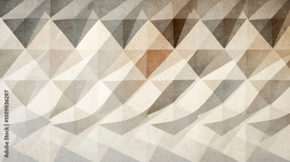Abstract geometric shapes in neutral tones on textured paper, featuring ...